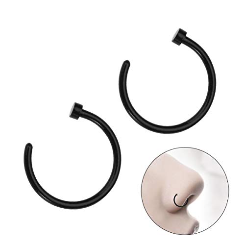 Generic 2 Pcs Unisex Surgical Steel Hinged Clicker Segment Nose Rings Hoop Helix Cartilage Earrings Titanium Steel Body Piercing Stud, Black, 5CGZT0AY1046Q85E3117UTY8, 0.8x0.8x0.1cm