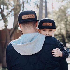 Legend and Legacy Genuine Leather Patch Hats Black Matching Father Son, Each Hat Sold Separately**(Legend - Adult)