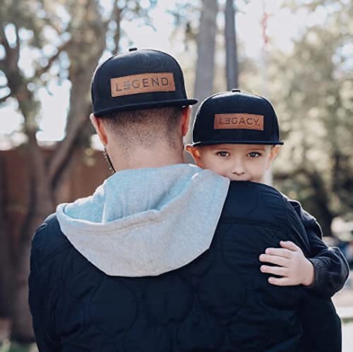 Legend and Legacy Genuine Leather Patch Hats Black Matching Father Son, Each Hat Sold Separately**(Legend - Adult)