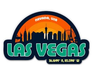 squiddy las vegas city skyline - vinyl sticker decal for phone, laptop, water bottle (3" wide)