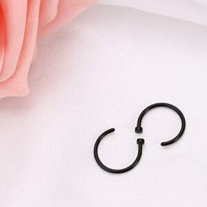 Generic 2 Pcs Unisex Surgical Steel Hinged Clicker Segment Nose Rings Hoop Helix Cartilage Earrings Titanium Steel Body Piercing Stud, Black, 5CGZT0AY1046Q85E3117UTY8, 0.8x0.8x0.1cm