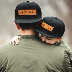 Legend and Legacy Genuine Leather Patch Hats Black Matching Father Son, Each Hat Sold Separately**(Legend - Adult)