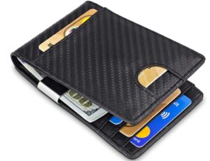 montableu milano handcrafted mens slim bifold wallet with money clip, executive black