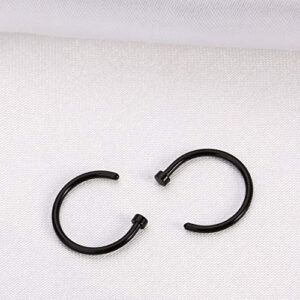 Generic 2 Pcs Unisex Surgical Steel Hinged Clicker Segment Nose Rings Hoop Helix Cartilage Earrings Titanium Steel Body Piercing Stud, Black, 5CGZT0AY1046Q85E3117UTY8, 0.8x0.8x0.1cm