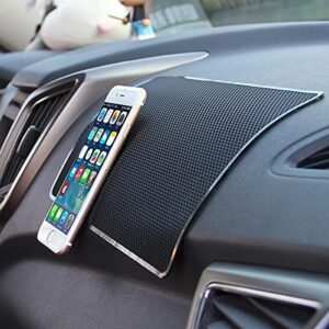 Car Dashboard Anti-Slip Rubber Pad, 10.6"x 5.9" Universal Non-Slip Car Magic Dashboard Sticky Adhesive Mat for Phones Sunglasses Keys Electronic Devices and More Use (Black/Grid)