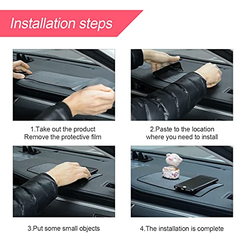 Car Dashboard Anti-Slip Rubber Pad, 10.6"x 5.9" Universal Non-Slip Car Magic Dashboard Sticky Adhesive Mat for Phones Sunglasses Keys Electronic Devices and More Use (Black/Grid)