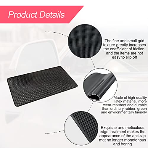 Car Dashboard Anti-Slip Rubber Pad, 10.6"x 5.9" Universal Non-Slip Car Magic Dashboard Sticky Adhesive Mat for Phones Sunglasses Keys Electronic Devices and More Use (Black/Grid)