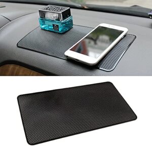 car dashboard anti-slip rubber pad, 10.6"x 5.9" universal non-slip car magic dashboard sticky adhesive mat for phones sunglasses keys electronic devices and more use (black/grid)