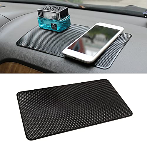 Car Dashboard Anti-Slip Rubber Pad, 10.6"x 5.9" Universal Non-Slip Car Magic Dashboard Sticky Adhesive Mat for Phones Sunglasses Keys Electronic Devices and More Use (Black/Grid)