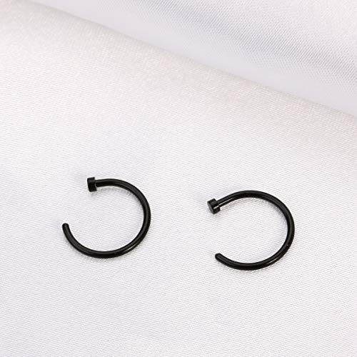 Generic 2 Pcs Unisex Surgical Steel Hinged Clicker Segment Nose Rings Hoop Helix Cartilage Earrings Titanium Steel Body Piercing Stud, Black, 5CGZT0AY1046Q85E3117UTY8, 0.8x0.8x0.1cm