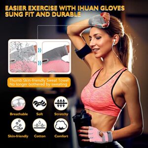 ihuan New Breathable Workout Gloves for Women & Men - No More Sweaty & Full Palm Protection Gym Exercise, Cycling， Fitness, Weightlifting, Pull-ups, Deadlifting, Rowing