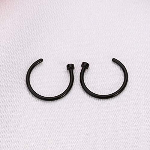 Generic 2 Pcs Unisex Surgical Steel Hinged Clicker Segment Nose Rings Hoop Helix Cartilage Earrings Titanium Steel Body Piercing Stud, Black, 5CGZT0AY1046Q85E3117UTY8, 0.8x0.8x0.1cm