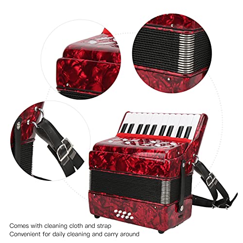 IRIN 22‑Key 8 Bass Accordion Piano Accordion Professional Educational Musical Instrument with Retractable Strap for Beginners Students 12.4 x 11.6 x 5.7in