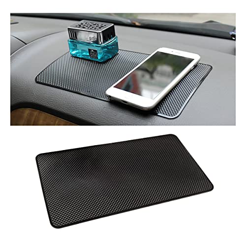 Car Dashboard Anti-Slip Rubber Pad, 10.6"x 5.9" Universal Non-Slip Car Magic Dashboard Sticky Adhesive Mat for Phones Sunglasses Keys Electronic Devices and More Use (Black/Grid)