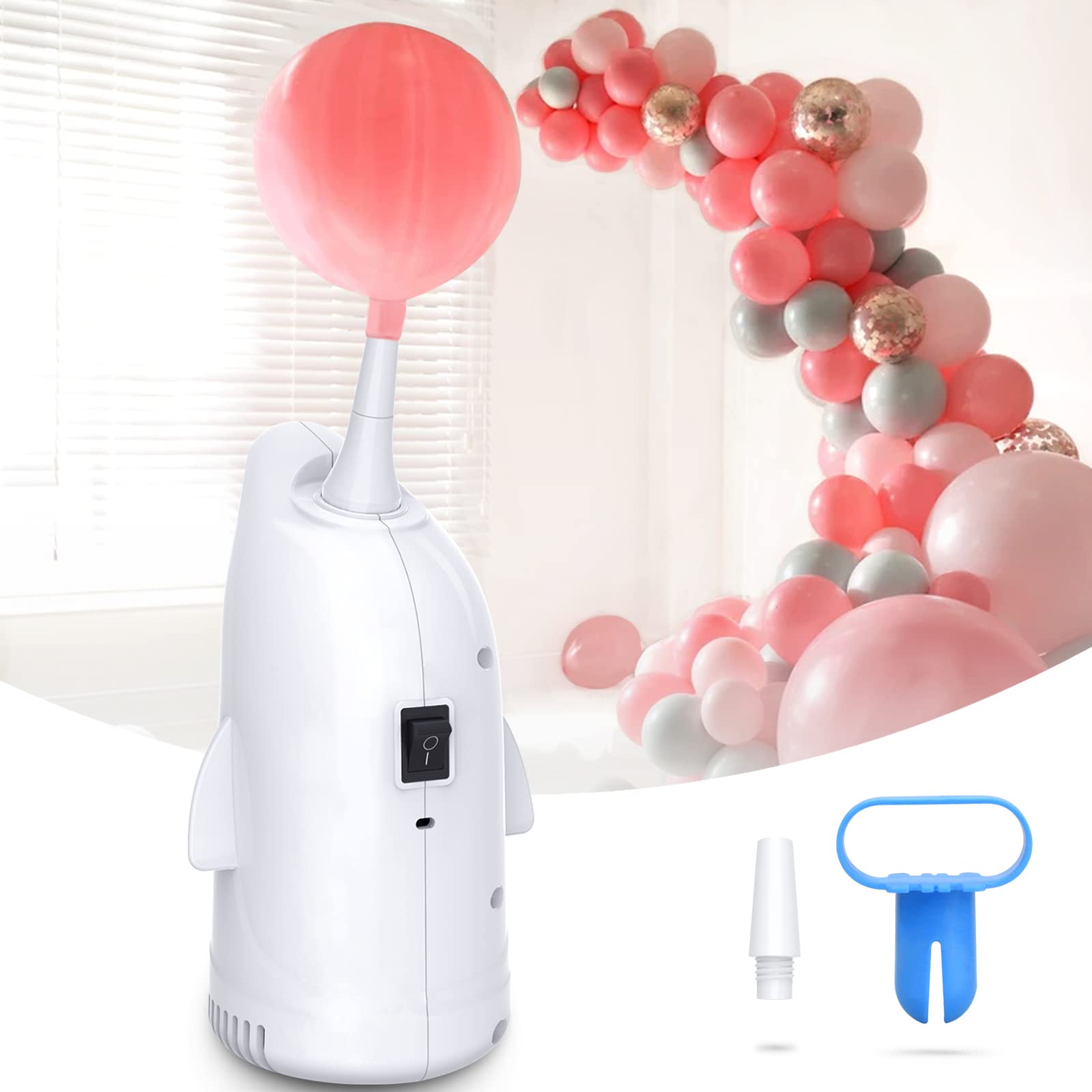 Balloon Pump Electric, Cadrim Electric Portable Balloon Pump with Nozzle and Balloon Knotter, Penguin Shaped Portable Balloon Pump Inflator for Party/Wedding/Christmas/Birthday/Ceremony