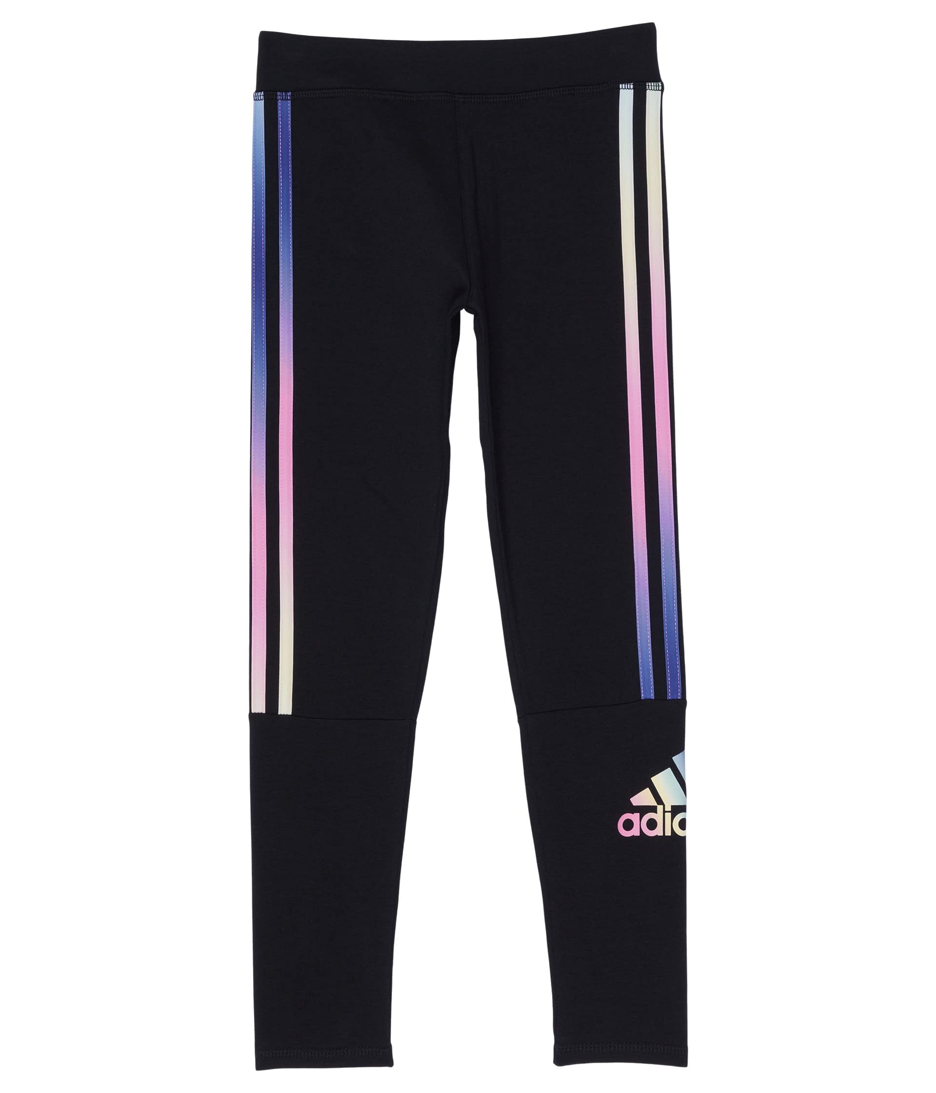 adidas Girls' Active Sports Athletic Legging Tight, Black with Multicolor, Medium (10/12)