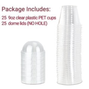 9 oz Clear Plastic Cups with Lids (No Hole) - 25 SETS Disposable Plastic cups for Parfait/Salad/Fruit/Snack, Plastic Dessert Cups for Party, Clear Disposable Plastic Togo Cups for Kids No Leaking