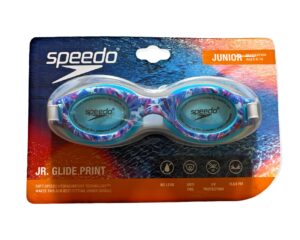 speedo junior jr. glide print - blue pink colorburst celeste