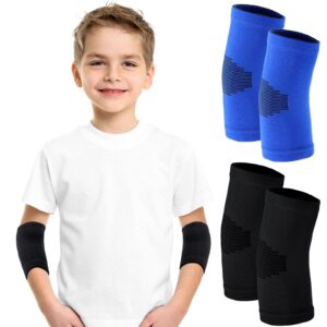 kasyat kids elbow brace knit compression elbow sleeve compression brace gym arm sleeve gym elbow support for boys and girls teen weight lifting sports(2 pieces,medium)