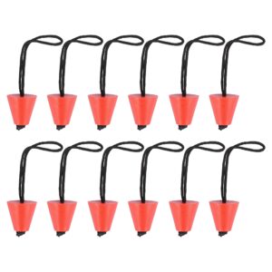 x autohaux 12 pcs universal rubber kayak scupper plug drain holes stopper bung with lanyard red