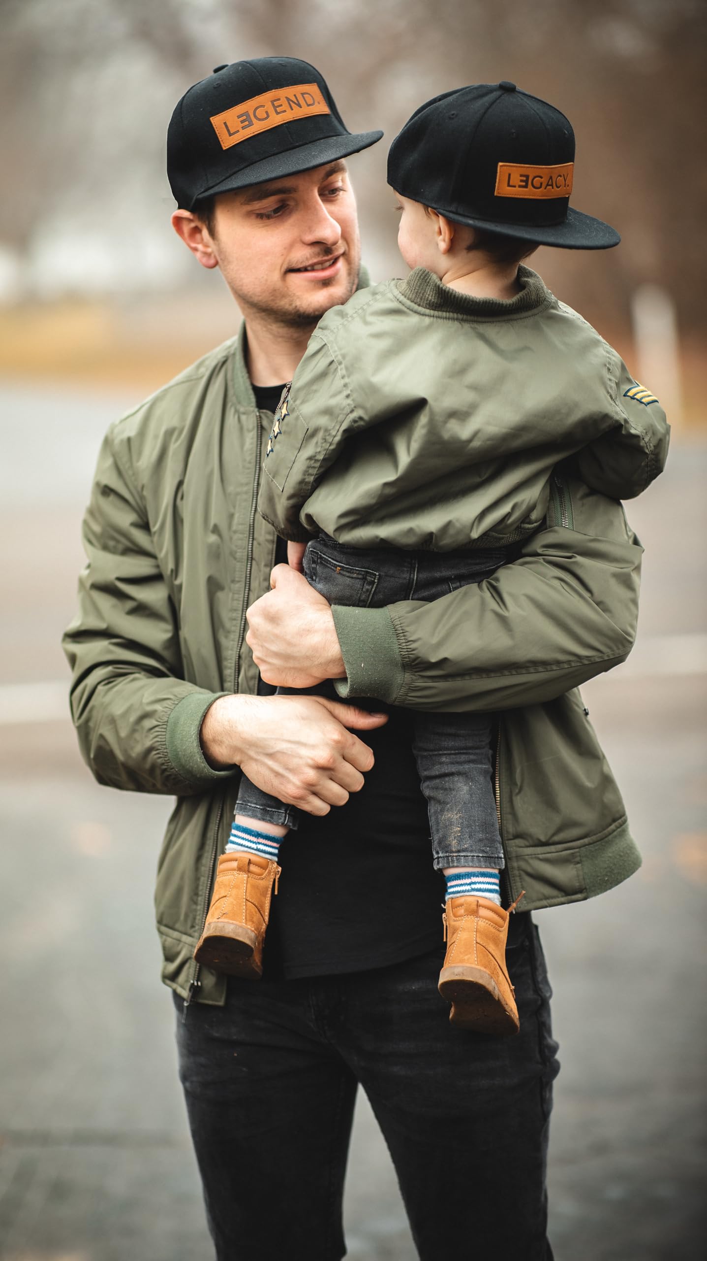 Legend and Legacy Genuine Leather Patch Hats Black Matching Father Son, Each Hat Sold Separately**(Legend - Adult)