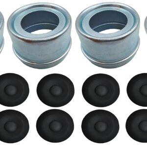 Replaces 4 Pack Trailer Axle Dust Cap Cup Grease Cover & 12Pack with Rubber Plugs for Dexter EZ Lube Trailer Camper Axle 1.98"