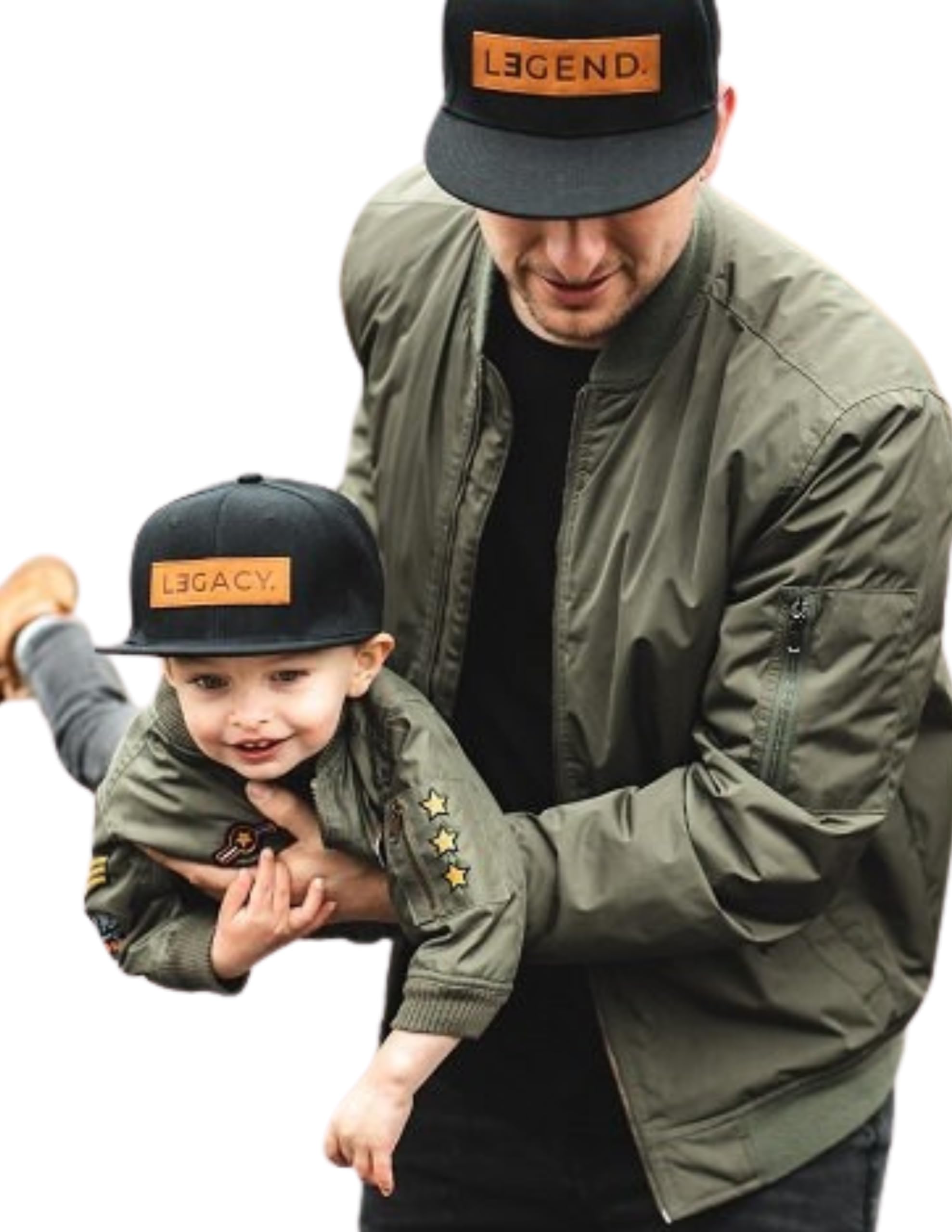 Legend and Legacy Genuine Leather Patch Hats Black Matching Father Son, Each Hat Sold Separately**(Legend - Adult)