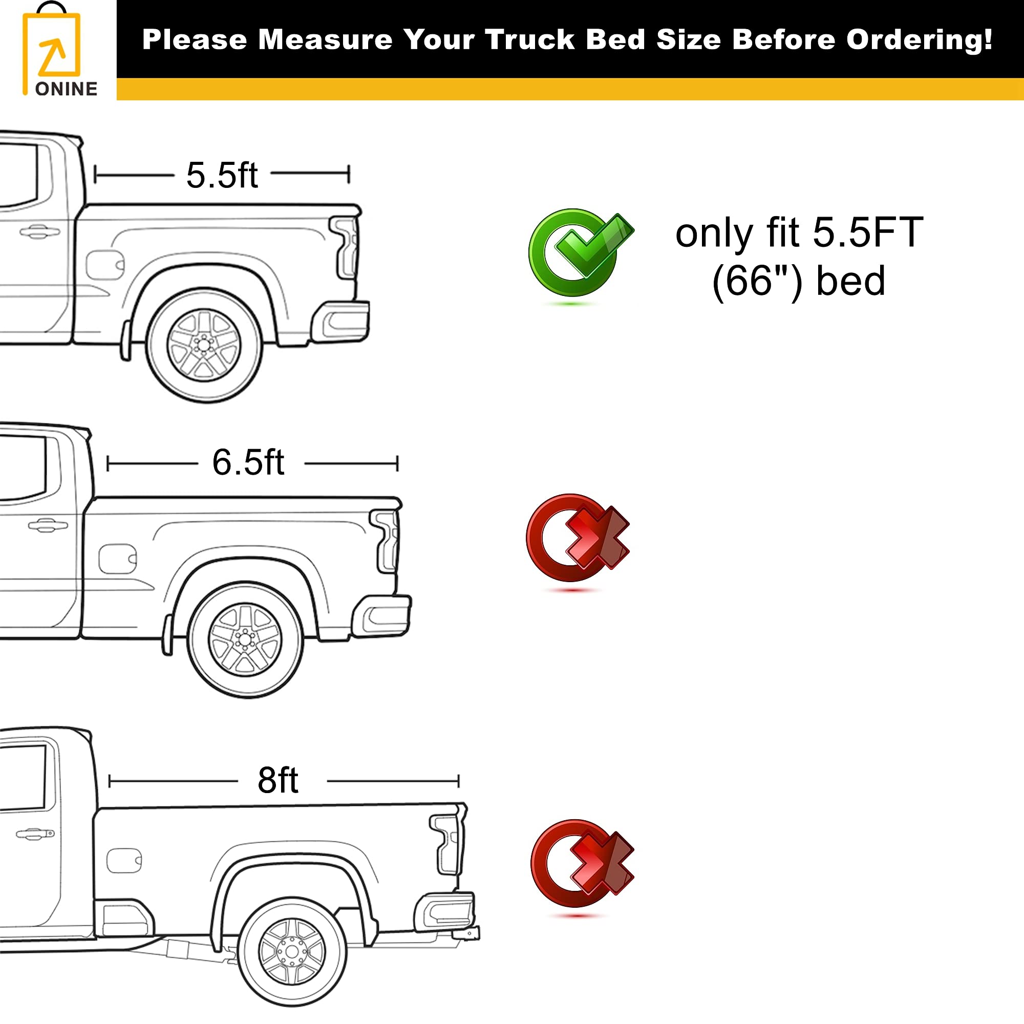 ONINE AWR Soft Roll Up Truck Bed Tonneau Cover Custom Fit 2015-2024 Ford F150 5.5ft Bed(66"), Styleside, All Weather