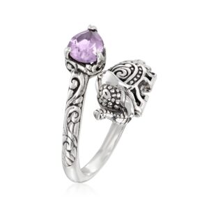 Ross-Simons 1.00 Carat Amethyst Bali-Style Elephant Bypass Ring in Sterling Silver. Size 7