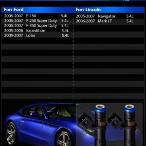 YZHIDIANF FJ817 Fuel Injectors Fits For:-Ford 2005 2006 2007 F150 F250 F350 Expedition Super Duty 5.4, For:-Lincoln Mark LT Navigator 5.4L, 5C3Z9F593DA 8S4Z9F593A 5C3Z-DC ​(8 Pcs)