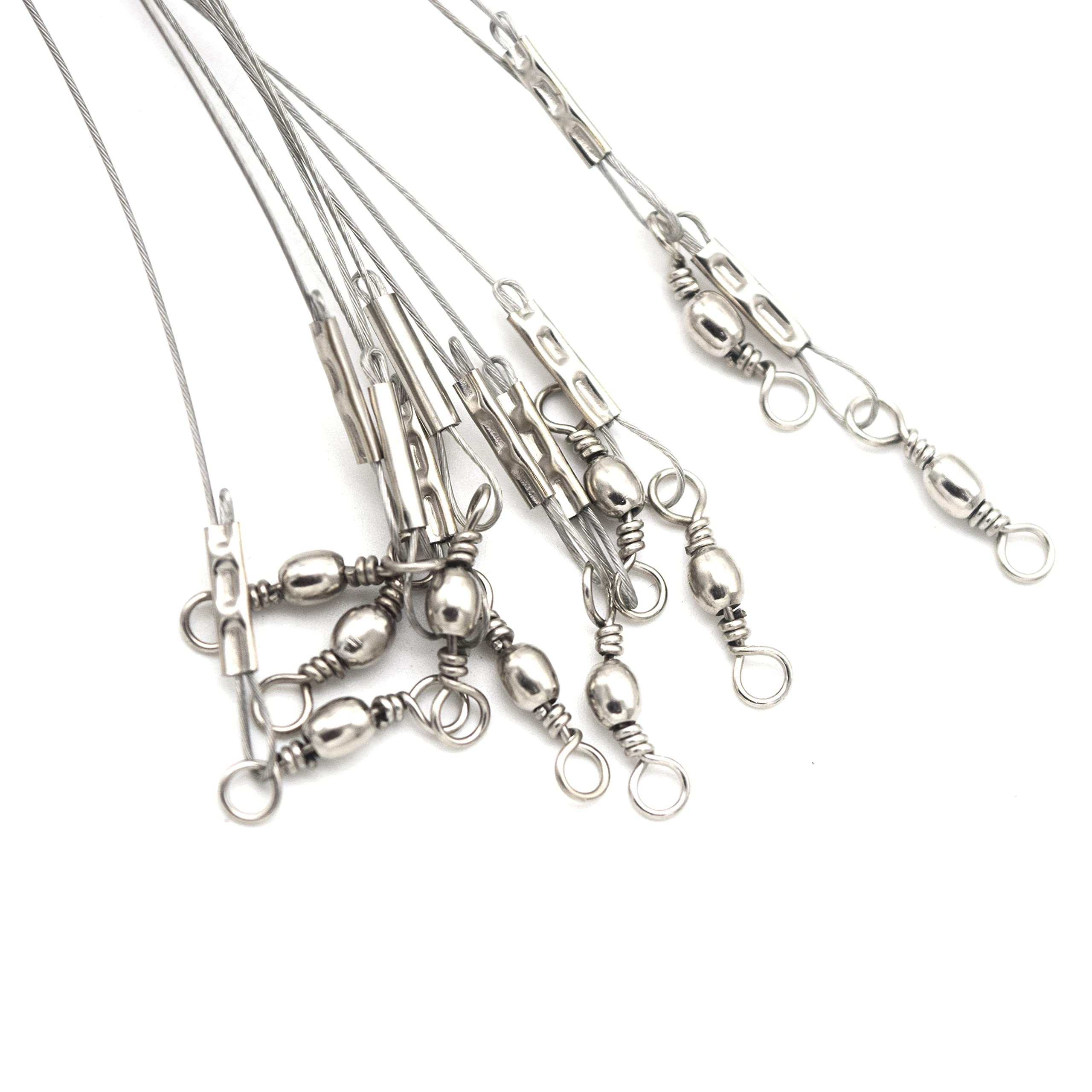 High-Strength Fishing Wire Leader Rigs with Swivels Snap Connect 1 Arm -5 Arm,Saltwater Fishing Assecories 7-Strands Steel Wire with Nylon-Coating (2 Arm Leader Rigs)