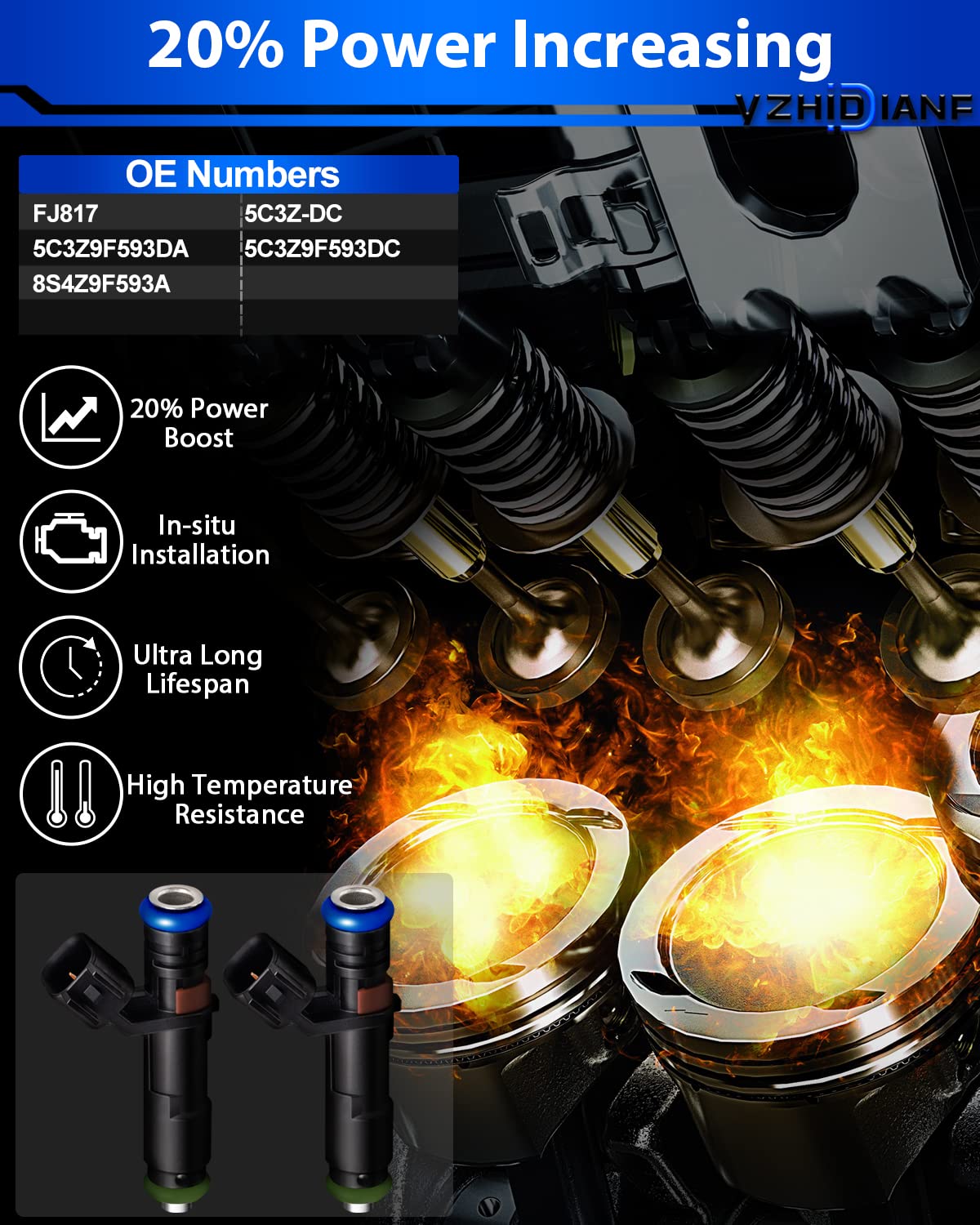 YZHIDIANF FJ817 Fuel Injectors Fits For:-Ford 2005 2006 2007 F150 F250 F350 Expedition Super Duty 5.4, For:-Lincoln Mark LT Navigator 5.4L, 5C3Z9F593DA 8S4Z9F593A 5C3Z-DC ​(8 Pcs)