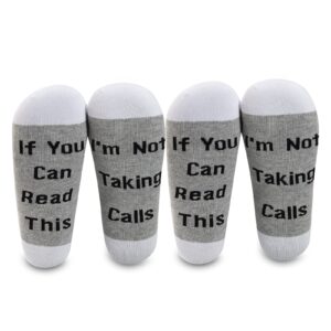 levlo funny retirement gifts if you can read this i'm not taking calls socks for go away gifts (2 pairs-mid calf-1)