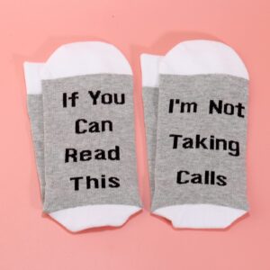 LEVLO Funny Retirement Gifts If You Can Read This I'm Not Taking Calls Socks for Go Away Gifts (2 pairs-mid calf-1)