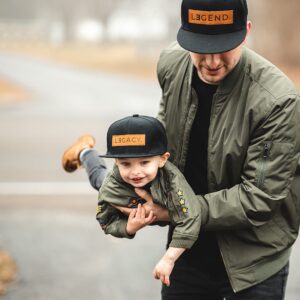 Legend and Legacy Genuine Leather Patch Hats Black Matching Father Son, Each Hat Sold Separately**(Legend - Adult)