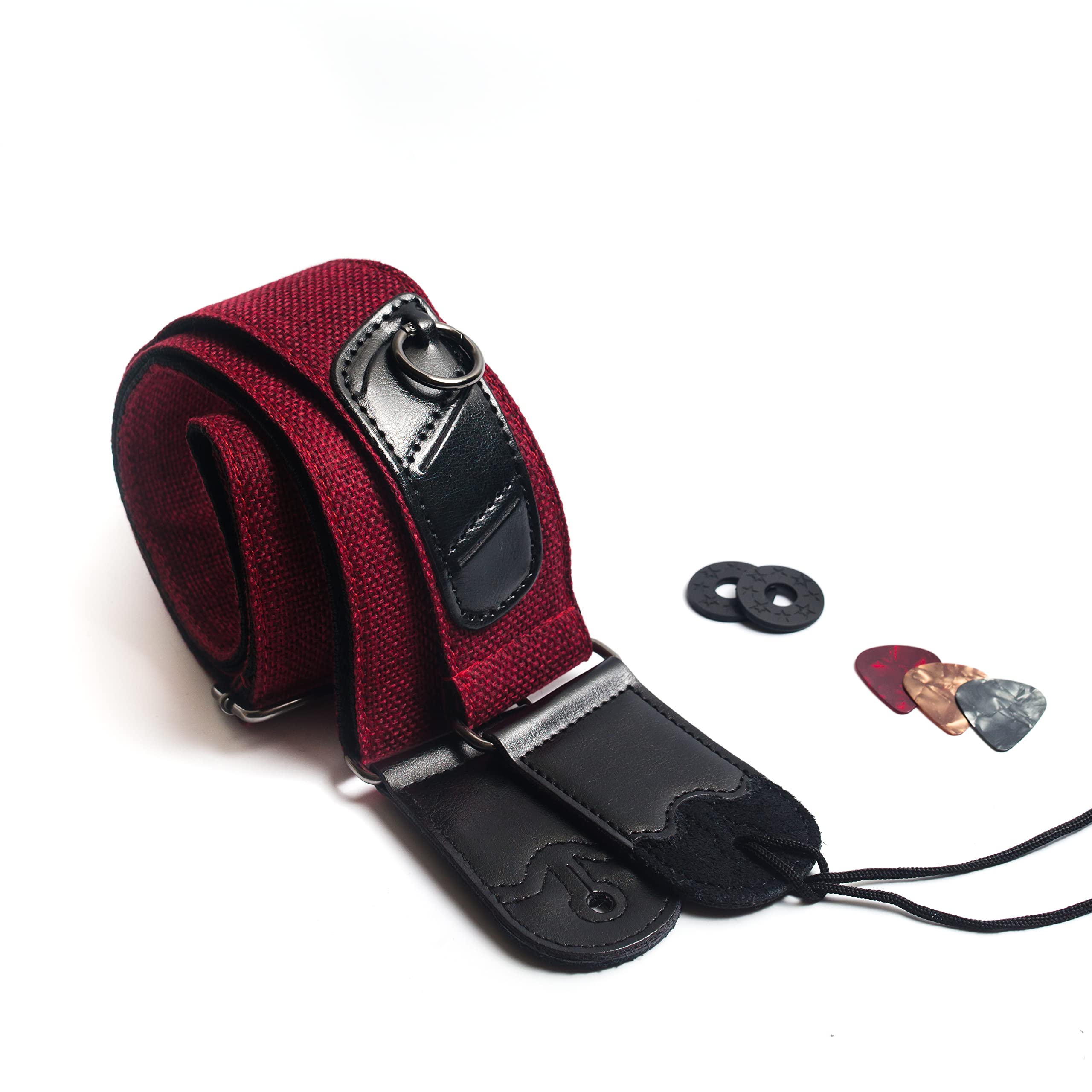 Guitar Strap For Bass, Electric & Acoustic Guitar, Strap Locks Included (Red) One Size LMR00_030