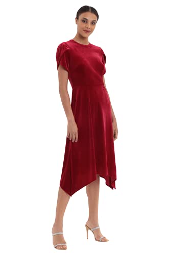 Maggy London Women's Tulip Sleeve Handkerchief Dress, Garnet, 8