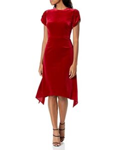 maggy london women's tulip sleeve handkerchief dress, garnet, 8