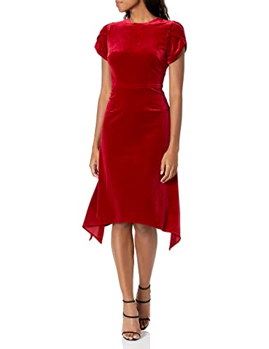 Maggy London Women's Tulip Sleeve Handkerchief Dress, Garnet, 8