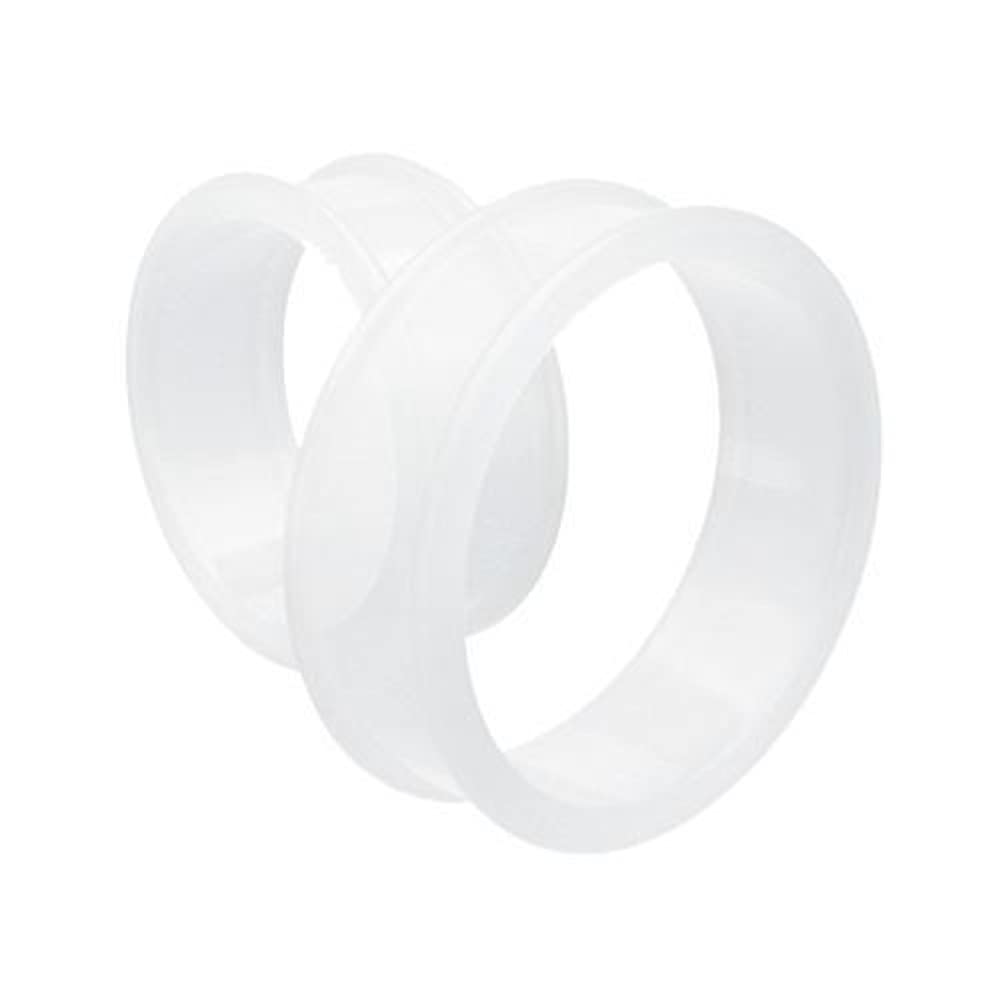 Pair 3/4" (19MM) CLEAR SILICONE FLAT FLARE TUNNELS Double Flare Gauges Thin Soft Flexible Flesh Plugs (2pcs)