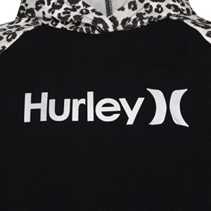 Hurley Girls' One and Only Pullover Hoodie, Black Cheetah, Medium