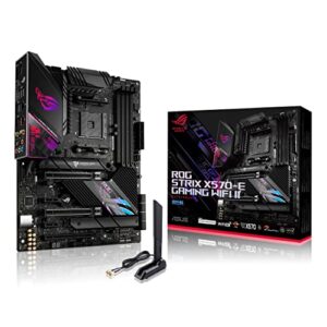 asus rog strix x570-e gaming wifi ii amd am4 x570s atx gaming motherboard (pcie 4.0, passive pch heatsink, 12+4 power stages, wifi 6e, 2.5 gb lan,usb 3.2 gen 2 type c and aura sync rgb