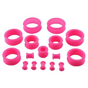 Pair 9/16" (14MM) PINK SILICONE FLAT FLARE TUNNELS Double Flare Gauges Thin Soft Flexible Flesh Plugs (2pcs)