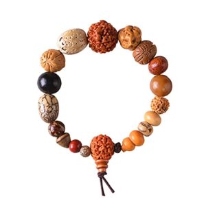 fazovin handmade eighteen bodhi seed stretch bracelet fortune protection, bring you good luck, safty, healthy, wealth and success