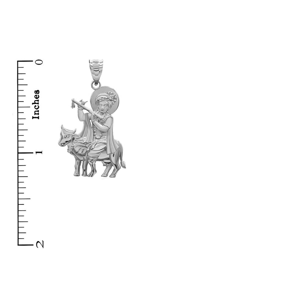 Certified 925 Sterling Silver Hindu God Lord Krishna and The Kamdhenu Cow Pendant