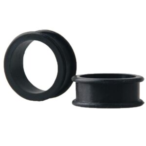 pair 11/16" (18mm) black silicone flat flare tunnels double flare gauges thin soft flexible flesh plugs (2pcs)