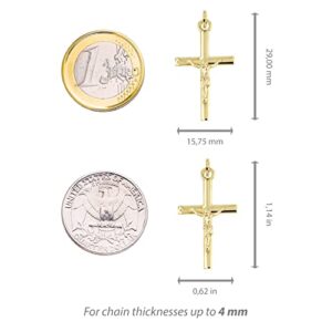 Lucchetta - 14k Gold Italian Christian Cross Pendant for Him and Her | Authentic Catholic Jesus Crucifix from Itay