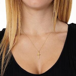 Lucchetta - 14k Gold Italian Christian Cross Pendant for Him and Her | Authentic Catholic Jesus Crucifix from Itay