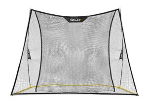 sklz home range golf net for backyard practice with dual net for smooth ball return and carry bag