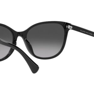 Ralph by Ralph Lauren Women's Ra5282u Universal Fit Cat Eye Sunglasses, Shiny Black/Gradient Grey, 55 mm